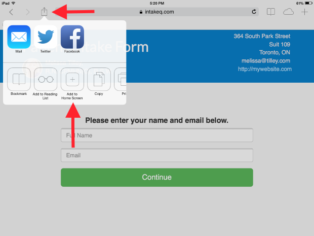 Intake Forms on the iPad